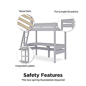 DHP Dorel Living Harlan Wood Bed with Ladder and GuardRail, Twin, Gray Loft