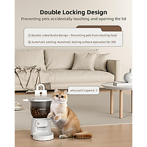 LAMPICK Smart Automatic Cat Feeder - WiFi Cat Food Dispenser with APP Control Up to 15 Portions((8g/Portion) 10 Meals Per Day, Dual Power Supply Pet Feeders for Cats/Dogs (4L/16.9 Cups)