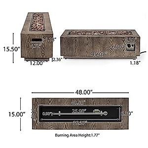 Christopher Knight Home Abbott Outdoor Rectangular Fire Pit with Tank Holder, Brown Wood Pattern