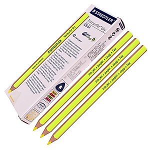 Staedtler Textsurfer Dry Highlighter Pencil 128 64 Drawing for Writing Sketching Inkjet,paper,copy,fax (Pack of 12 Yellow)
