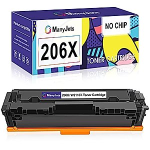 ManyJets 206X W2110X Compatible Toner Cartridge Replacement for HP 206X W2110X 206A W2110A Black use with HP M283fdw M255dw M283cdw M282nw Printer (Black,1-Pack,NO CHIP)