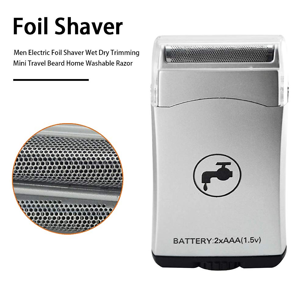 Electric Shavers for Men, Mens Beard Electric Shaver, Cordless Metal Double Shaver, Wet Dry Trimming Mini Travel Beard Home Washable Razor