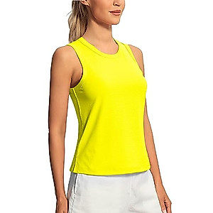 Hiverlay Workout Tank Tops for Women Sleeveless Athletic Cropped Tank Top Sports Gym Muscle Running Shirts Blazing Yellow XXL