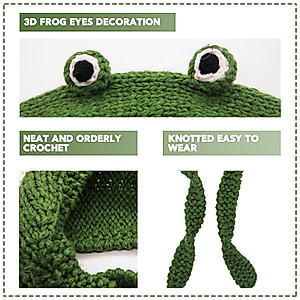 Cnorialy Frog Headband Hat Cute Crochet Knitted Headband Outdoors Big Eye Frog Cap Earflap Ear Protective