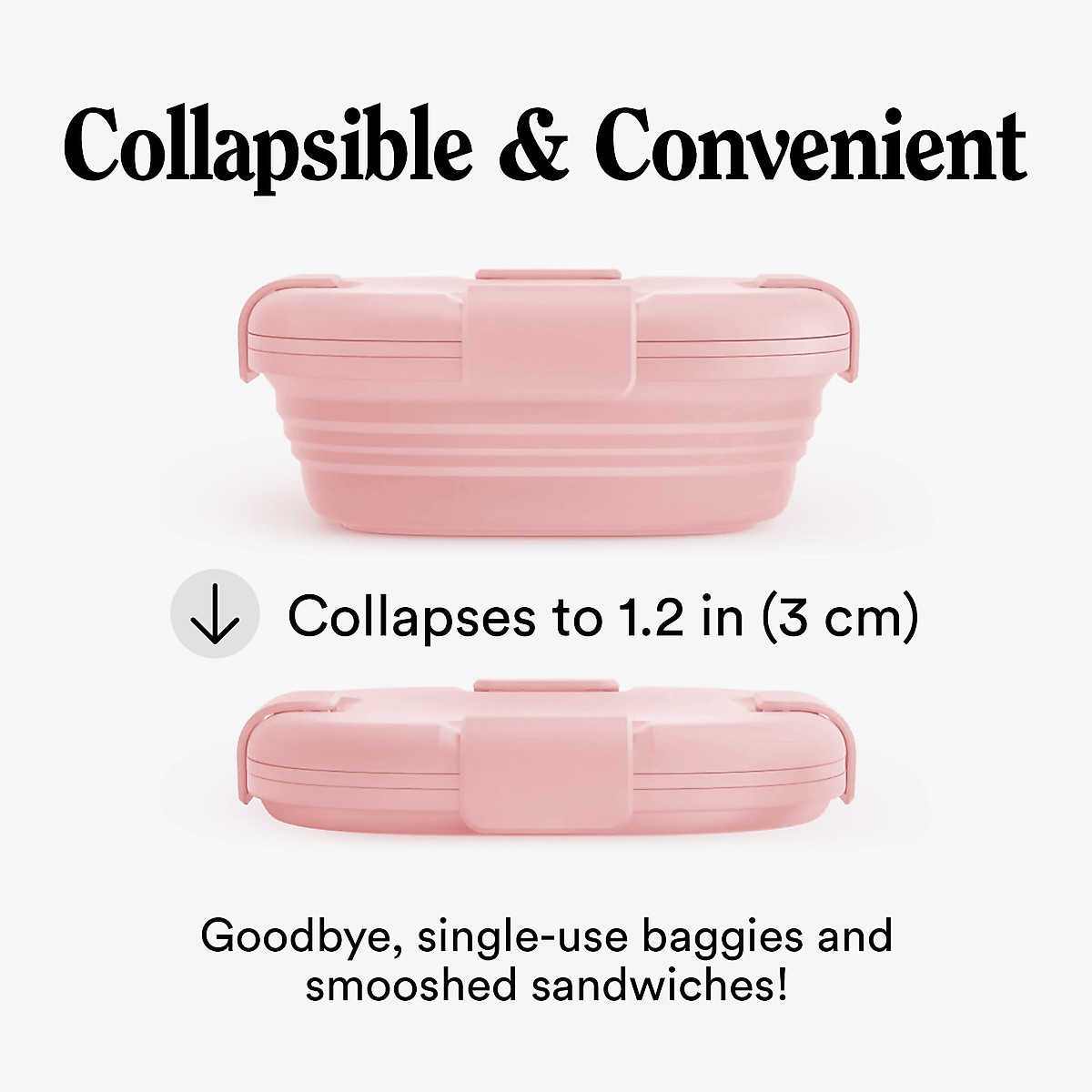 STOJO Collapsible Sandwich Box – 24oz, Reusable Food Storage Container, Silicone Bowl for Hot/Cold Food – Meal Prep, Lunch, Camping, Hiking – Dishwasher Safe (Set of 1, Carnation)