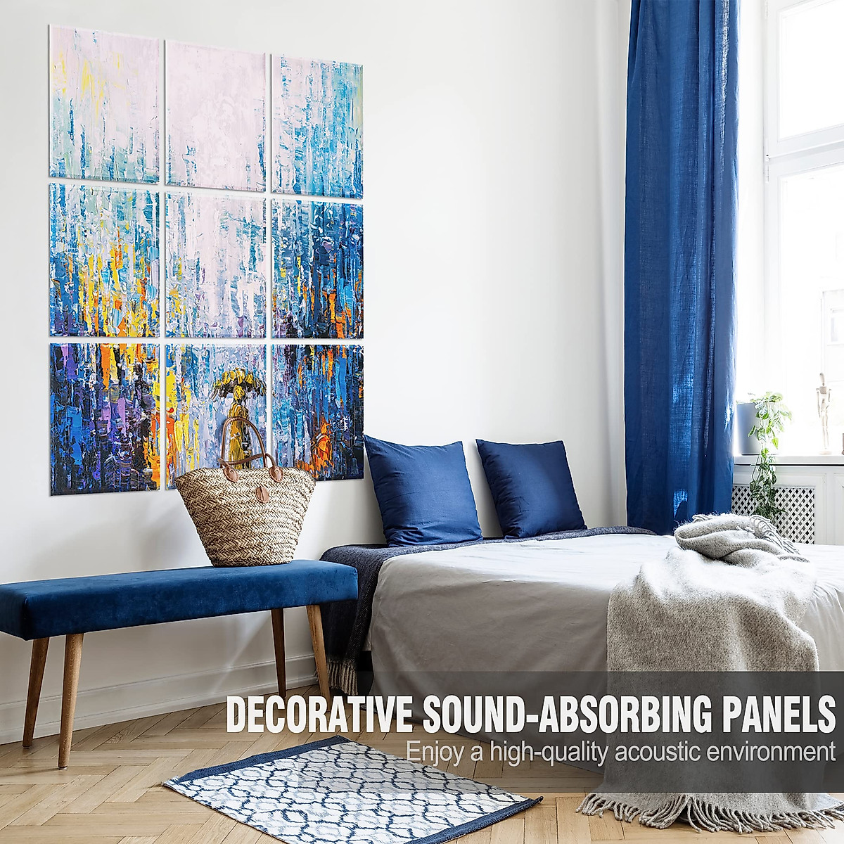 Ruonin.X 9 Pack Acoustic Wall Art Panel. 35"x 47" Decorative Sound Absorbing Panel,Acoustical Soundproof Wall Panels,Better Acoustic than foam, Suitable for Recording Studio Acoustical Treatments.