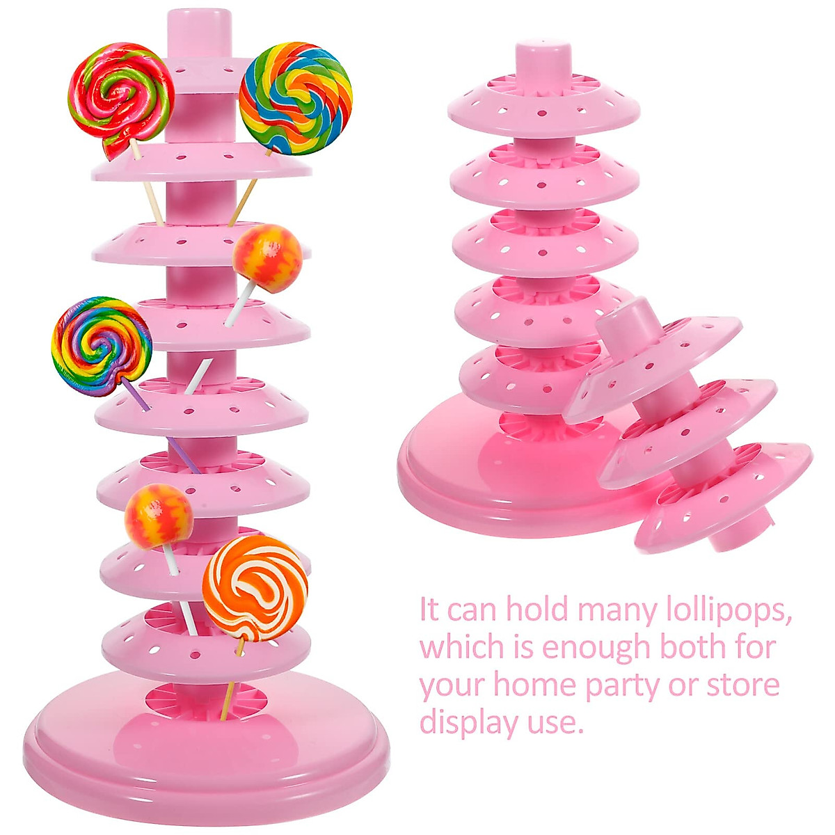Cake Pops Stand 2pcs Lollipop Display Holder Round Candy Holder Cake Pop Stand Ring Stand Lollipop Showing Tower for Wedding Showers Birthday Party Favors, Pink
