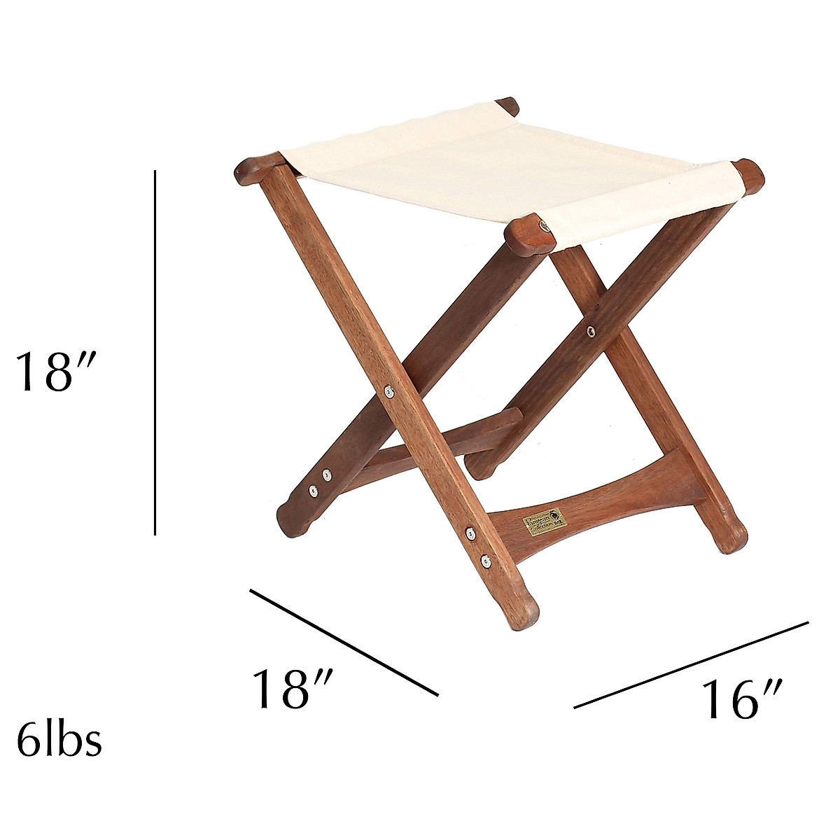 BYER OF MAINE, Pangean, Folding Stool, Natural, Hardwood, Easy to Fold and Carry, Wood Folding Stool, Canvas Camp Stool, Perfect for Camping, Matches All Furniture in The Pangean Line