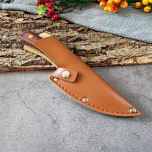 Meat Cleaver Knife, Outdoor camping knife split deboning stainless steel household fruit knife outdoor small kitchen knife (Color : A with cover)