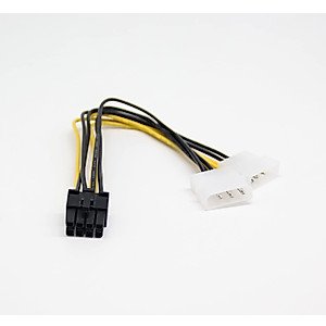 XIWU (4 Pack) 8 Pin PCIe to Dual 4 Pin Molex LP4 Power Cable Adapter (Video Graphics Card Power Cable)