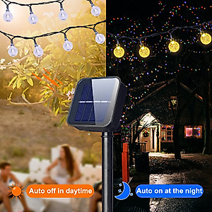 TYNLED Crystal Globe String Lights Outdoor, 60LED 36Ft Waterproof Solar String Fairy Lights Globe Crystal Balls Lighting for Home Garden Yard Patio Christmas Decoration