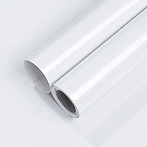 118"X15.7"Contact Paper White Contact Paper for Countertops Glossy White Peel and Stick Wallpaper Decorative Kitchen Cabinets Shelf Drawer Liner Self-Adhesive Watertproof Removable Vinyl Film Paper