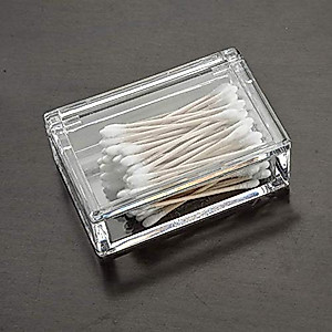 Sizikato Clear Acrylic Q-Tip Holder Bathroom Cotton Swab Dispenser.