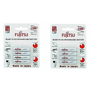 8 Fujitsu HR4UTC AAA Ready-to-use 2,100 times rechargeable battery NiMH 1.2V 800mAh (Min. 750mAh) Made in Japan