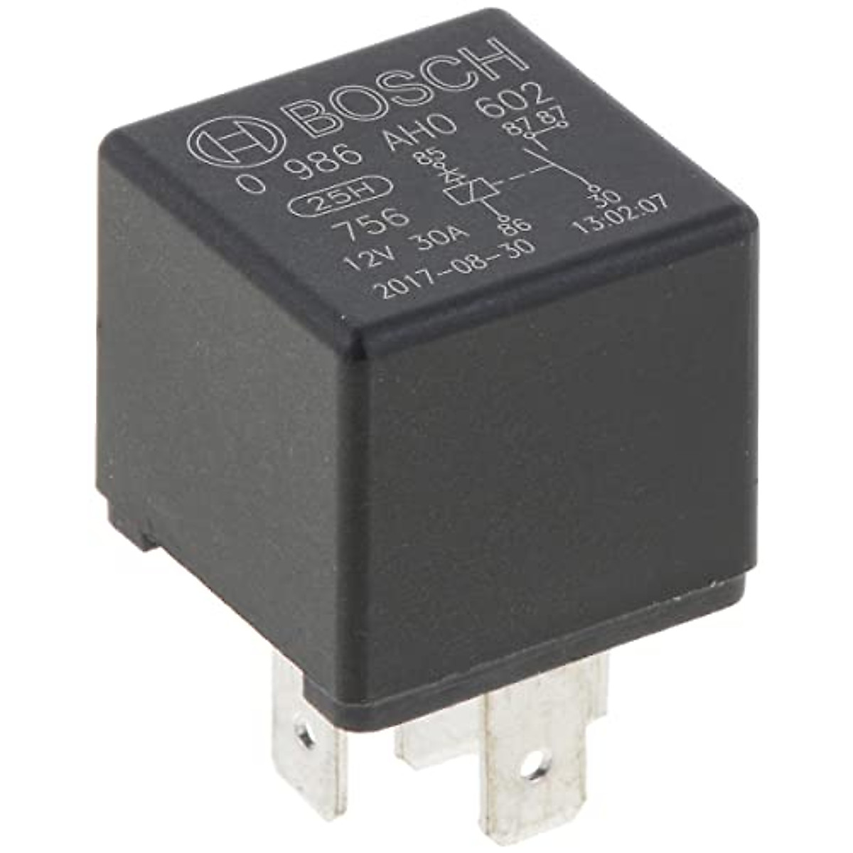 Bosch 0986AH0602 Mini Relay 12V 20A, 2x87, IP5K4, Operating Temperature from -40 Degree to 100 Degree C, 5 Pin Relay