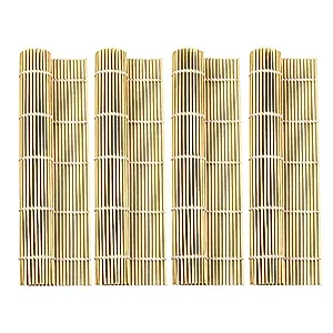 LEEFONE 4 PCS 9.5" x 9.5" Natural Bamboo Sushi Rolling Mat