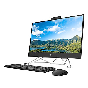 HP All-in-One Desktop, 23.8" FHD Screen, AMD Ryzen 5 5500U Processor, 16GB RAM, 512GB PCIe SSD, Webcam, HDMI, RJ45, Wi-Fi, Wired Keyboard & Mouse, Windows 11 Home, Black