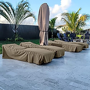 SunPatio Outdoor Chaise Lounge Covers, 2 Pack Patio Chaise Cover 84" L x 30" W x 24" H, Heavy Duty Waterproof Beach Chair Cover with Seam Taped, Helpful Air Vents, All Weather Protection, Taupe