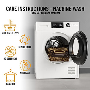 Ottomanson Ottohome Non-Slip Rubberback Bordered Design 5x7 Indoor Area Rug, 5' x 6'6", Brown