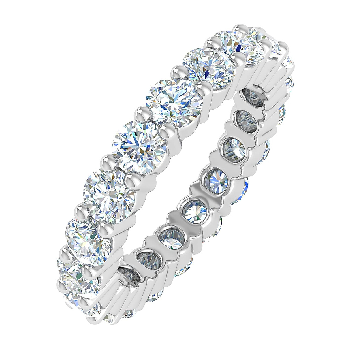 2 Carat Diamond Eternity Wedding Band Ring in 14K White Gold (Value Collection) - IGI Certified (Ring Size 7.5) (I1-I2 Clarity)