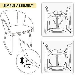 Yaheetech Modern Velvet Vanity Chair Armchair, Flower Shaped Makeup Chair with Golden Metal Legs for Living Room/Makeup Room/Bedroom/Home Office/Kitchen, White