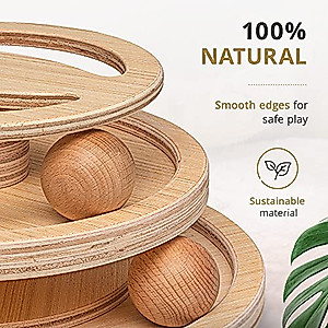 7 Ruby Road Cat Ball Track Toy 100% Natural Sustainable Wood Interactive Cat Toy - Interactive Indoor Cats Toy for When You are Away - Self Play Interactive Cat Toy for Indoor Cats Toy Ball Track