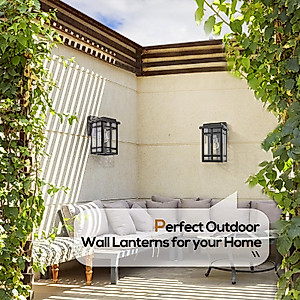 Outdoor Wall Light Fixtures 9.76'', Waterproof Porch Lights Wall Lanterns, Exterior Modern Matte Black Wall Mount Lighting, Anti-Rust E26 Socket Wall Scones for Front Door Garage, 2 Pack