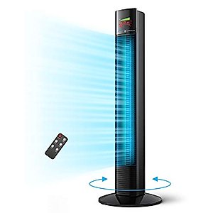 TAOTRONICS Tower Fan, 36" Oscillating Tower Fan with Remote, 9 Modes, Large LED Display, 12-Hour Timer, Space-Saving, Portable Floor Bladeless Fan for Bedroom Living Rooms Office, Black (TT-TF002)