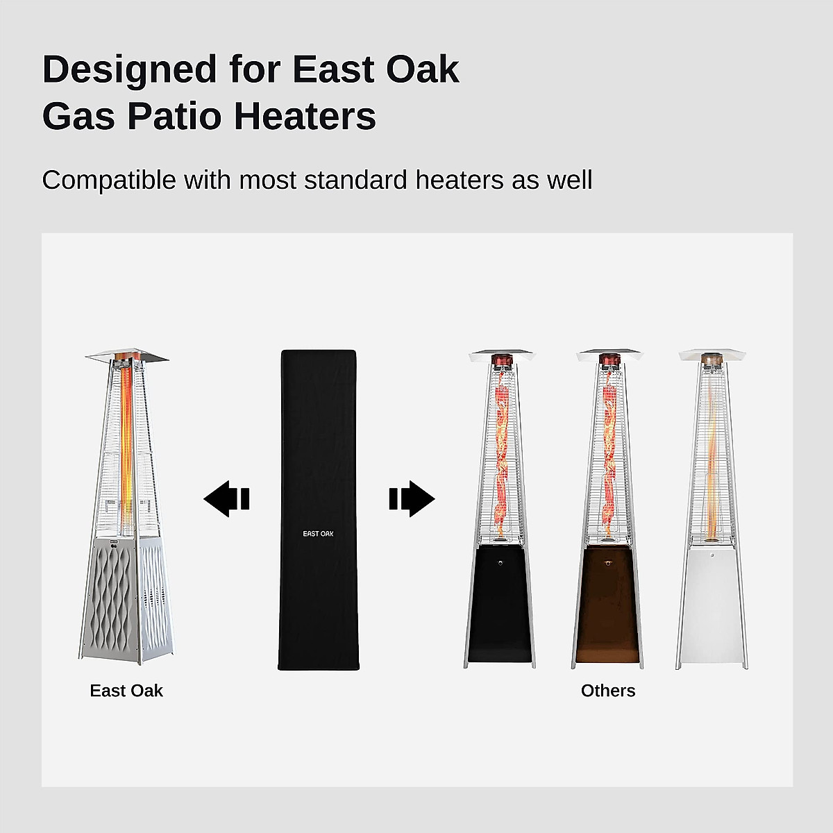 EAST OAK Pyramid Patio Heater Covers with 300D Oxford Fabric, Zipper, Storage Bag, Waterproof, Dustproof, Wind, Sunlight, Snow-Resistant, 91'' Height x 18.5" Top x 20.87" Base Black