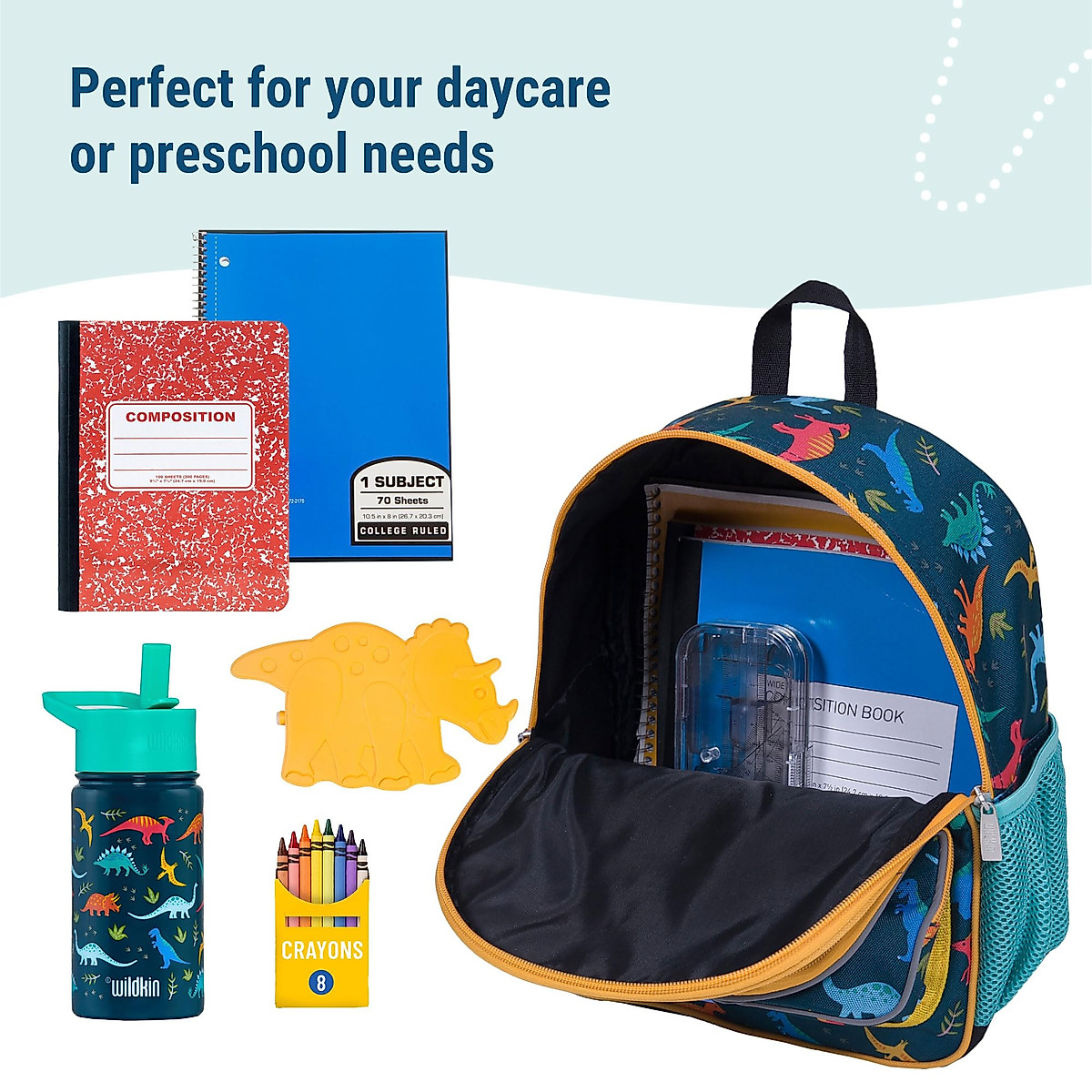 Wildkin 12-inch Kids Backpack – Padded, Adjustable, Ideal for Daycare & Travel - Jurassic Dinosaurs