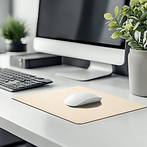 Mouse Pad, PU Mouse Pad，Leather Mouse Pad with Stitched Edge Micro-Fiber Base with Non-Slip Waterproof，Mouse Pad for Computers，Laptop, 8x11Inch (Milky White)