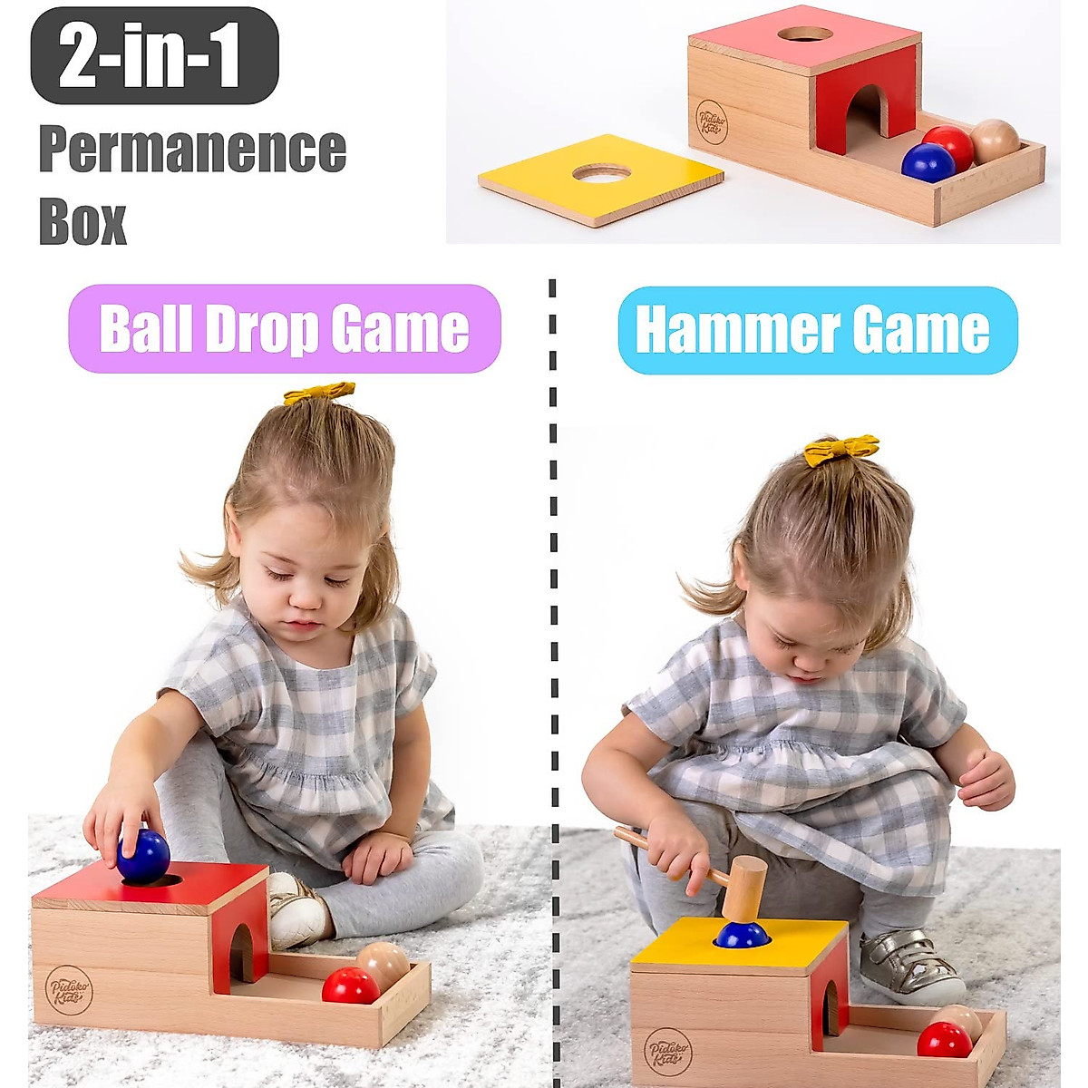 Pidoko Kids Montessori Toys for 1 Year Old - Wooden Object Permanence Box - Shape Sorter Toys for Toddlers 1-3 | Sensory, Learning & Developmental Baby Toys 12-18 Months - 1st Birthday Gifts Boy Girl
