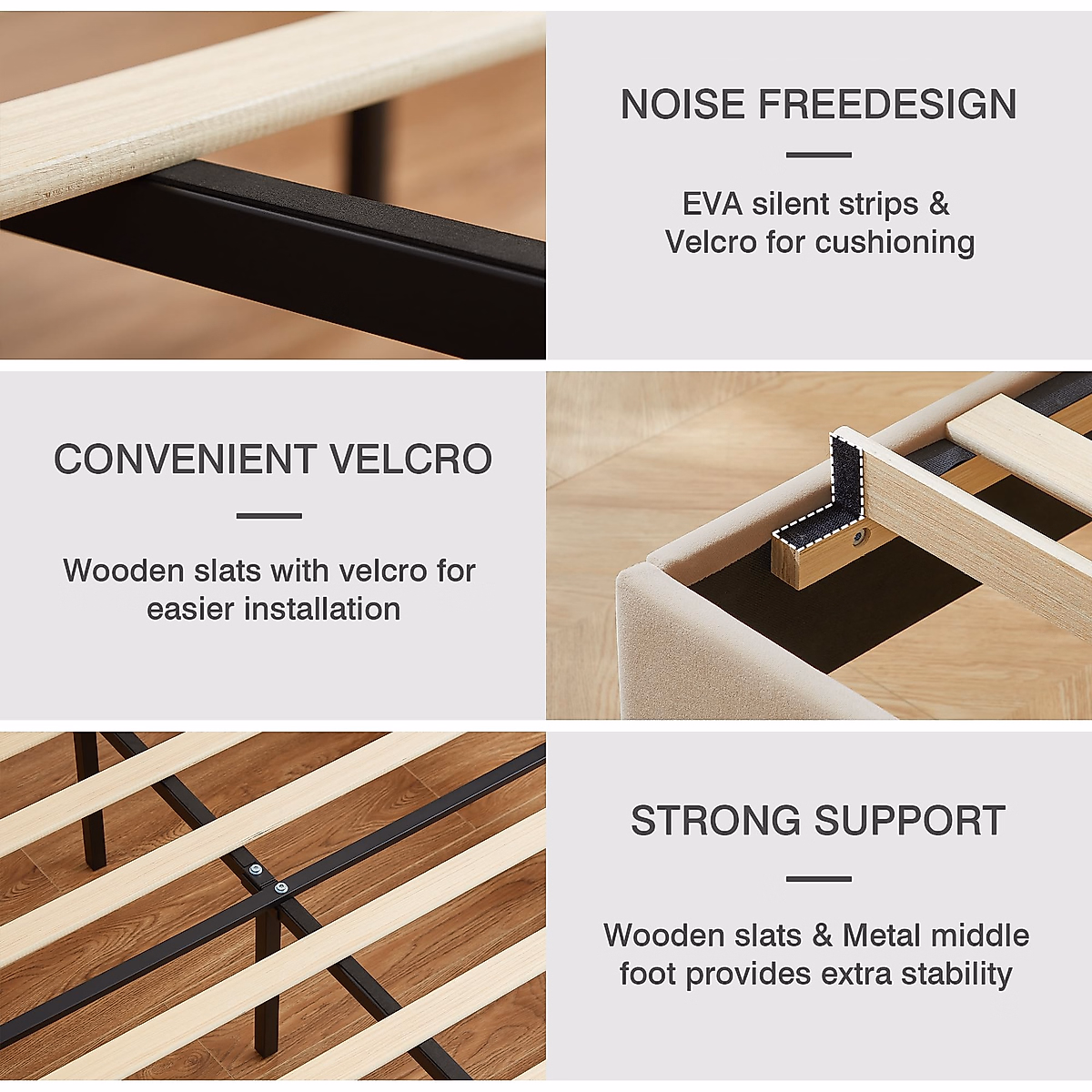 VECELO Upholstered Twin Bed Frame with Headboard Adjustable, Velvet Platform Bed with LED Lights, Charging Station, Mattress Foundation with Wooden Slats, Noise Free, No Box Spring Needed, Beige