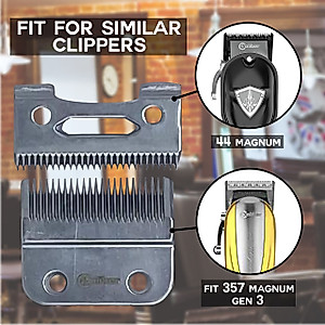 Caliber Pro 357 Magnum Clipper Blades - Cordless Clipper and Trimmer Professional Hair Cutting Blade - Spare Barber Blade for Men's Hair and Beard Grooming Clippers Kit (Replacement Blade)