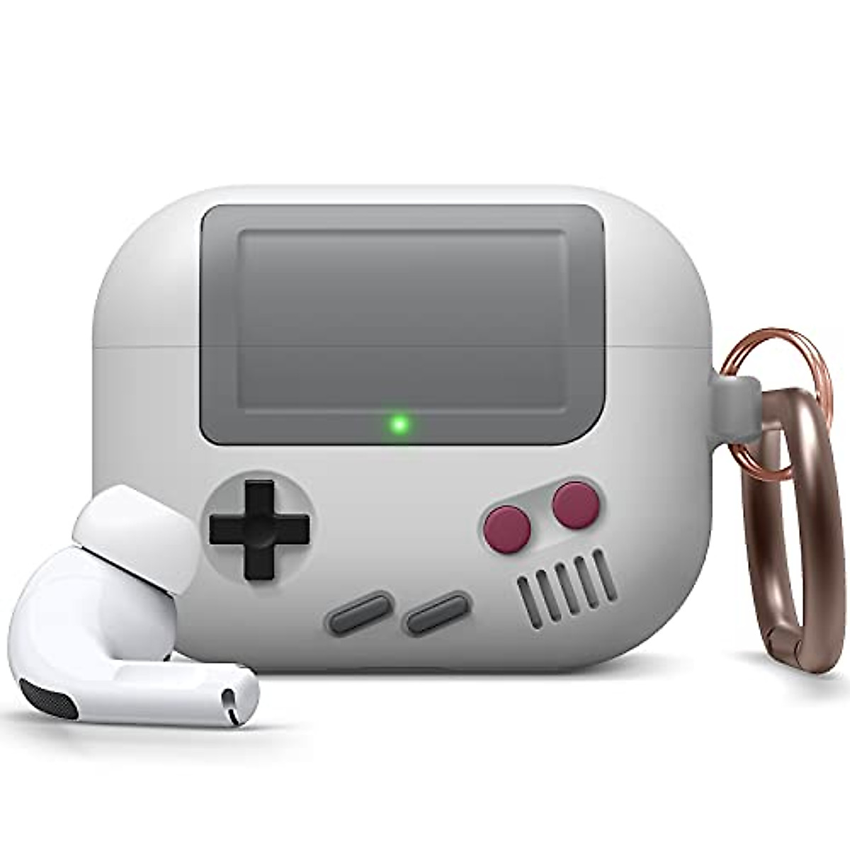 elago AW5 Compatible with Airpods Pro Case, Classic Handheld Game Console Design Case with Keychain, Durable Silicone Construction, MagSafe Compatible [US Patent Registered] [Light Grey]