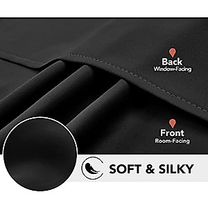 Deconovo Solid Thermal Insulated Grommet Blackout Curtains/Drapes for Bedroom and Living Room (2 Panels Set, 42 inches Wide by 63 inches Long, Black)