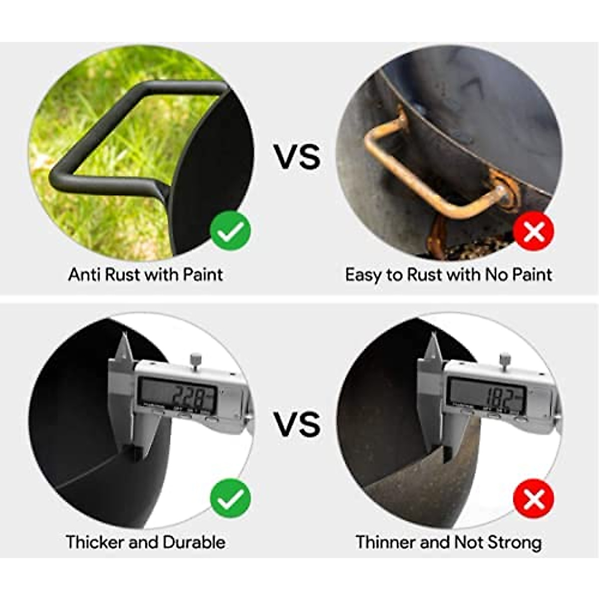 LEAYAN Garden Fire Pit Grill Bowl Grill Barbecue Rack Fire Pit Outdoor Wood Burning Fire Bowl 28in with A Drain Hole Fireplace Extra Deep Large Round Cast Iron