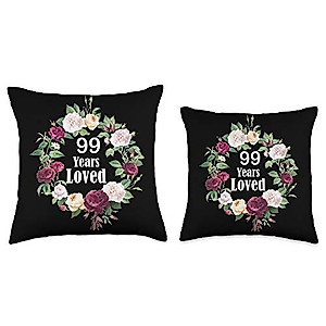 99th Birthday Gift Apparel 99th Birthday Gifts Funny Loved 99 Years Old Men & Women Throw Pillow, 16x16, Multicolor