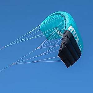 Peter Lynn Hype TR Foil Power 2-Line Control Bar Kiteboarding Trainer Kite w Leash Bundled with WindBone Kiteboarding Lifestyle Decals & Key Fob (2.4M Aqua/Black)