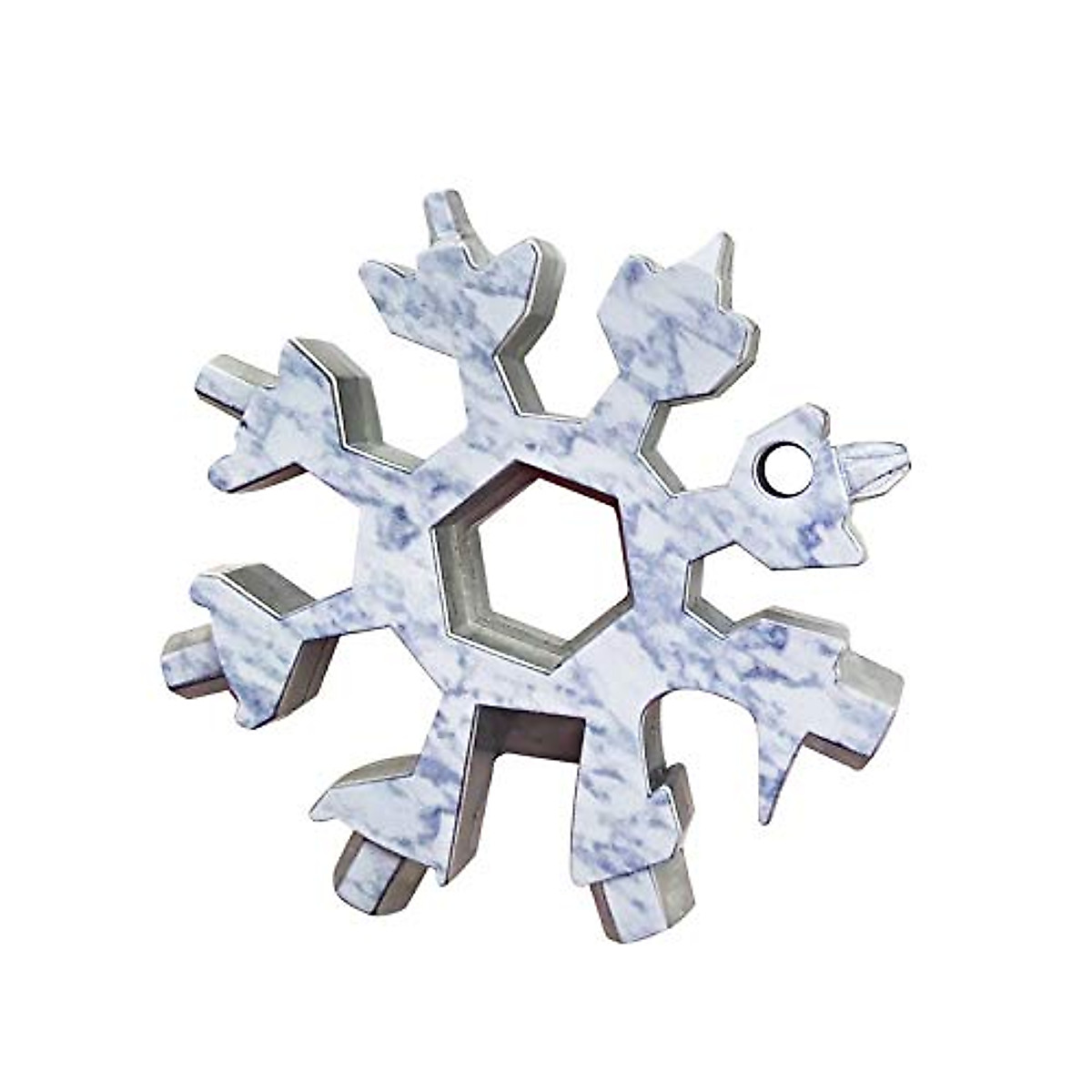 KALID’S Snowflake Multitool- Portable Stainless Steel 18 in 1 Tool For Bottle Opener, Screwdriver, Outdoor Travel, Camping, Gift - Snowflake Multi Tool (Blue Marble)