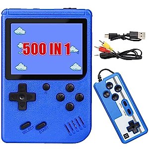Retro Handheld Game Console,Portable Retro Video Game with 500 Classic FC Games 3 Inch LCD Screen, Support TV Connection & Two Players, Birthday for Kids, Adults (Blue)