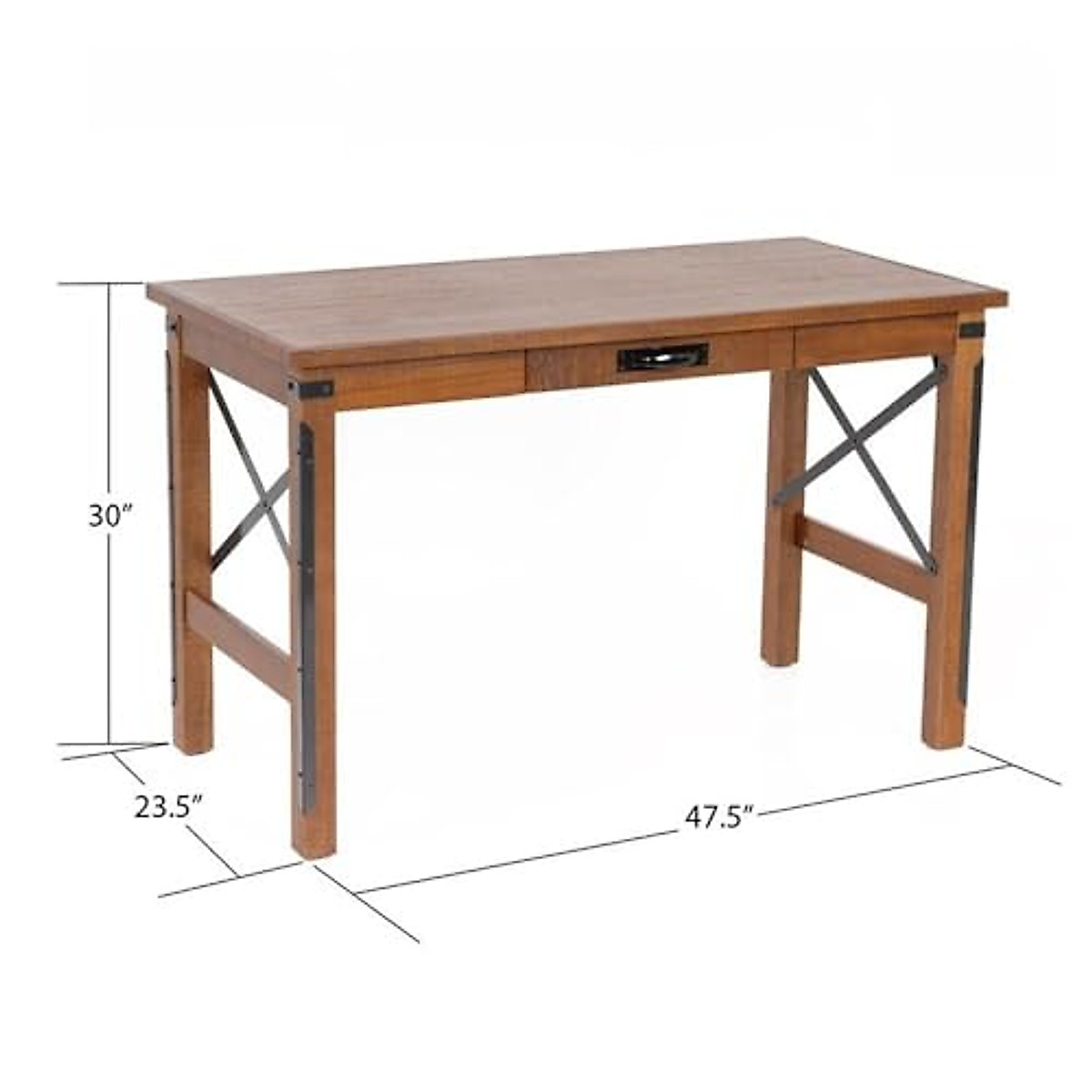 OS Home and Office Furniture Model 33248 Wood Veneer Industrial Collection 24 by 48 Desk with USB Ports