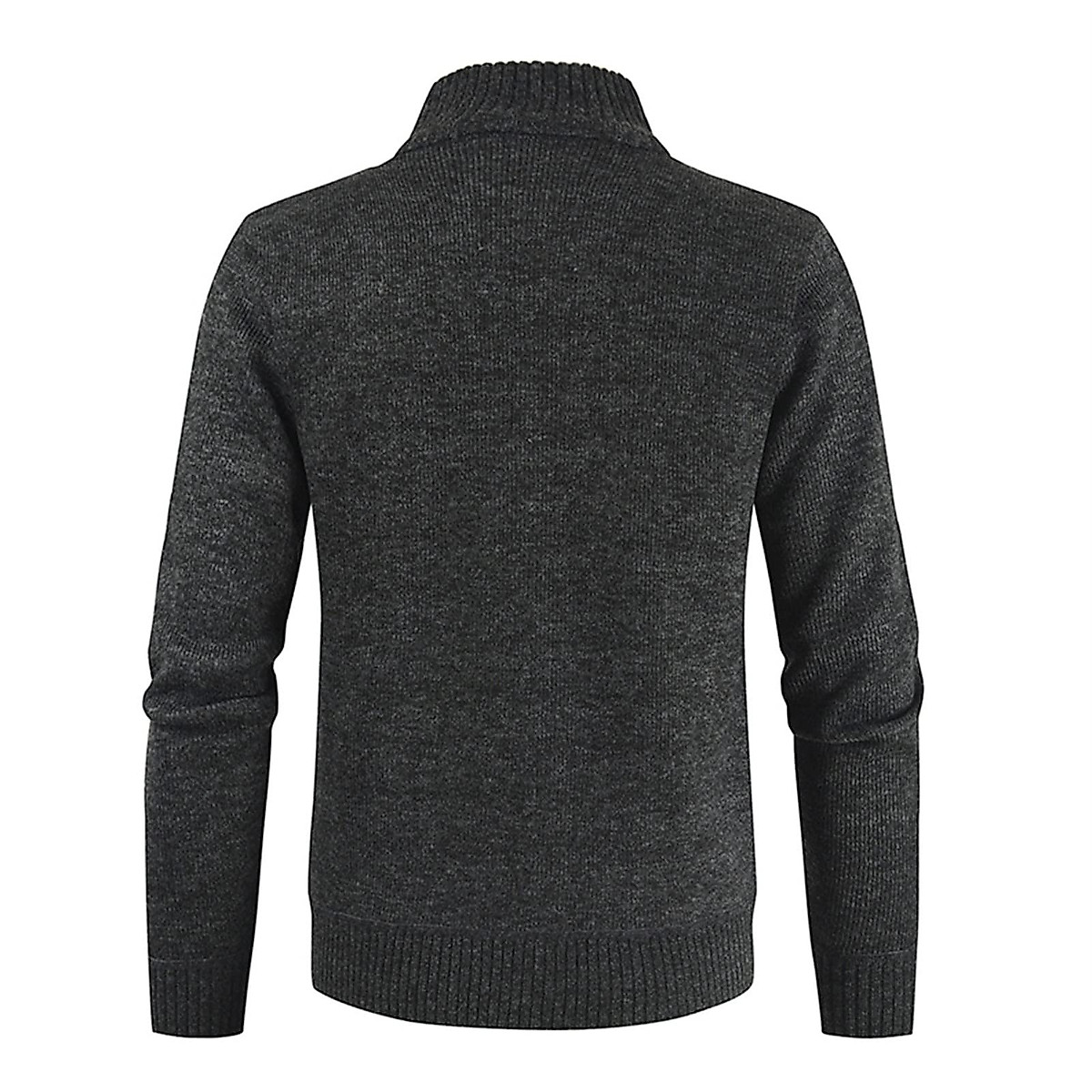 Men's Casual Thick Knitted Cardigan Sweaters Color Block Full Zip Knit Sweater Long Sleeve Fleece Winter Cardigans (Dark Grey,3X-Large)
