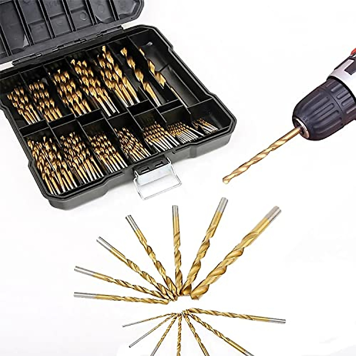 99 PCS Titanium Drill Bit Set, 118 Degree Tip High Speed Drill Bits Kit with Storage Case, Sizes from 1.5-10 MM for Steel, Aluminum, Copper, Soft Alloy Steel, Wood, Plastic