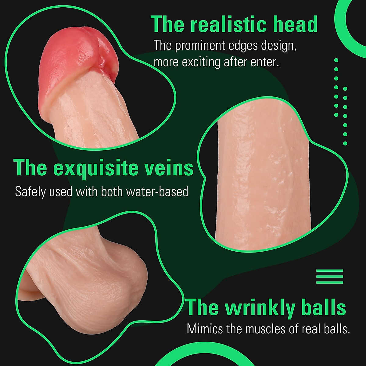 7.8 inch Realistic Dildo, Greenpinecone Anal Dildo Body-Safe Material with Strong Suction Cup Realistic Penis for G-Spot Stimulation Dildos Anal Sex Toys for Women and Couple