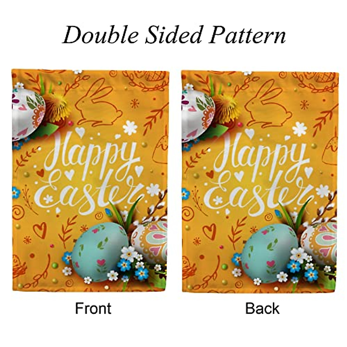 My Little Nest Seasonal Garden Flag Happy Easter Eggs and Flowers Double Sided Vertical Garden Flags for Home Yard Holiday Flag Outdoor Decoration Farmhouse Banner 28"x40"