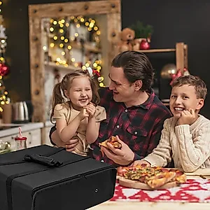 TOGETRUE Pizza Bag, Insulated Pizza Bags for Delivery Carry Hot, Large Pizza Food Delivery Bag for Doordash, Uber Eats, Pizza Warmer Bags for Personal Use, 20 x 20 (Basic Black)