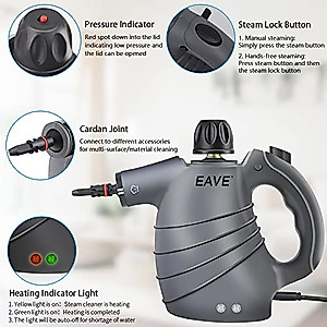 Handheld Steam Cleaner, Steamer for Cleaning, with Steam Lock Button for Hands-free Steaming, 12 in 1 Set Car Steamer for Furniture, Auto Detailing, Home, Kitchen, Bathroom, Upholstery