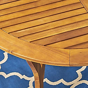 Christopher Knight Home Payne Outdoor 4-Seater Round Acacia Wood Dining Set, Teak Finish
