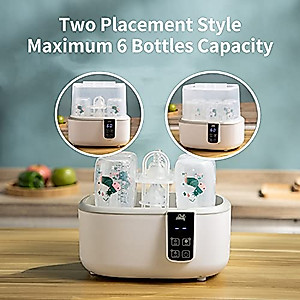 Bottle Sterilizer and Dryer, Fast Electric Steam Sterilizer and Dryer for Baby Bottles Pacifier Breast Pump, Dries Faster Large Capacity Holds 6 Bottles, LED Display Auto-Off Baby Bottle Washer